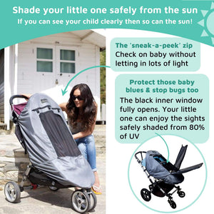 SnoozeShade Plus Deluxe (6m+) | Pushchair sun & sleep shade ...