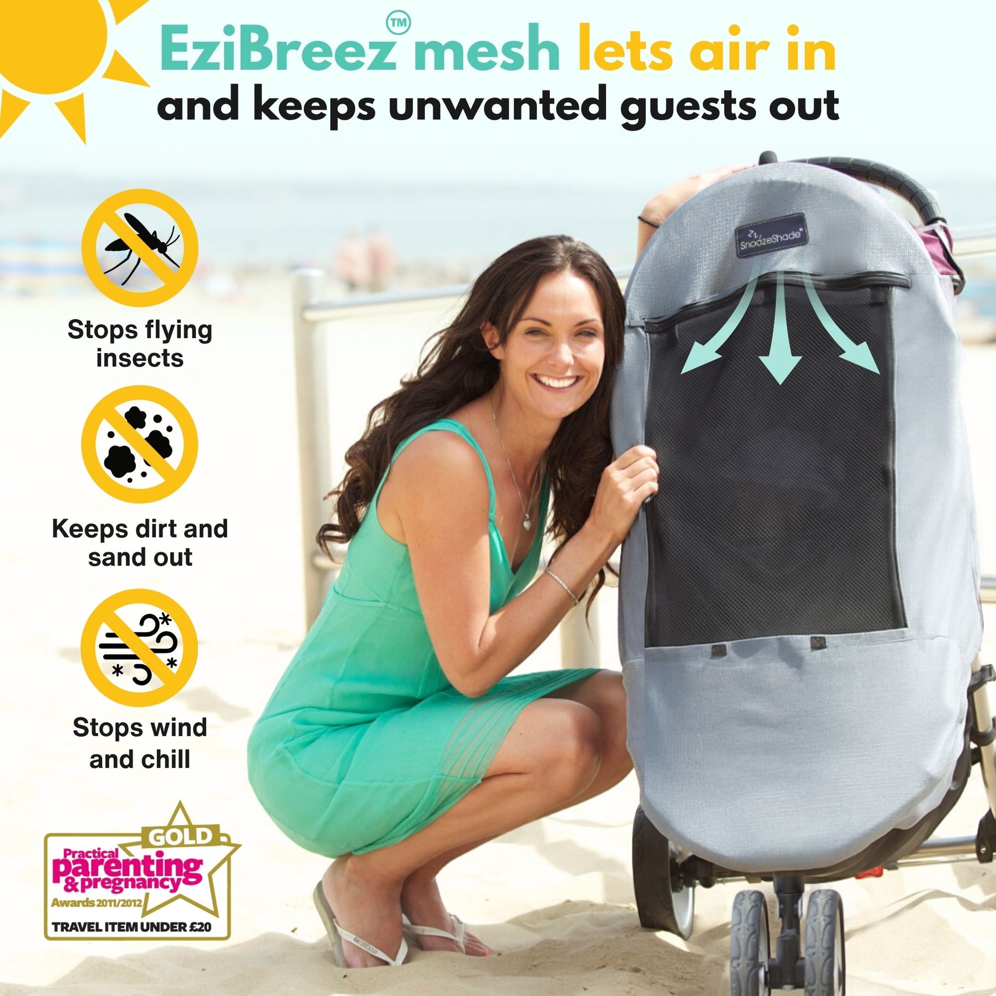 SnoozeShade Plus Deluxe (6m+) | Pushchair sun & sleep shade ...